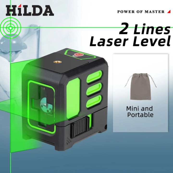 HILDA Laser Level Green 2 Lines Level Ip55 15M Self-Leveling Horizontal ...