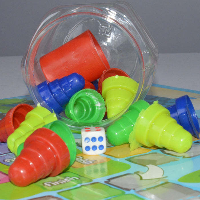 Ludo Goti Set in Plastic Jar – Colorful Playing Pieces with Dice for ...