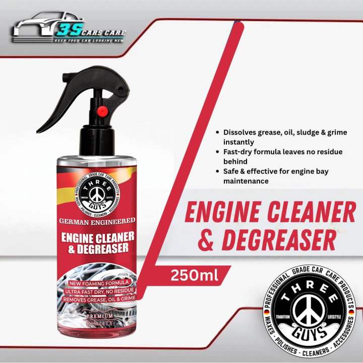 THREE GUYS Engine Cleaner & Degreaser 250ml | Foaming Formula | German ...