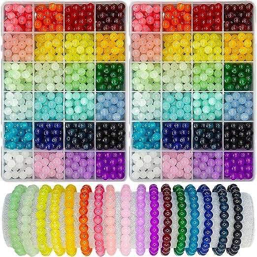 200pcs 8mm glass beads (10 colors) each color 20pcs random colors beads ...