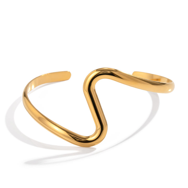 Uworld Molten Cuff Bracelet 18k PVD Gold Plated Stainless Steel Tendril ...