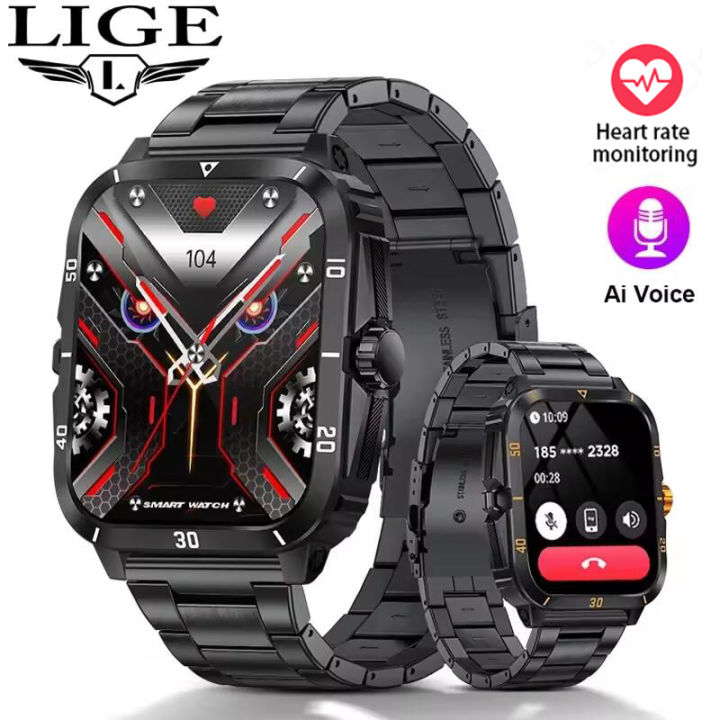 LIGE Sport Smart Watch For Men 2.01 Screen Blood Oxygen Bluetooth Call ...