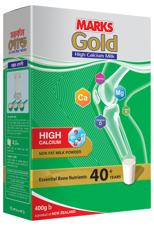 MARKS Gold High Calcium Non Fat Milk Powder (40 Year+) 400gm | Daraz.com.bd