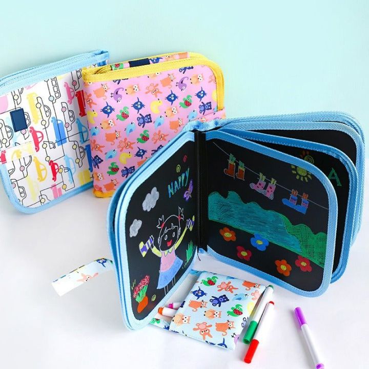 Double-Sided Doodle Drawing Writing Book with 2 Wipes & 3 Colorful ...