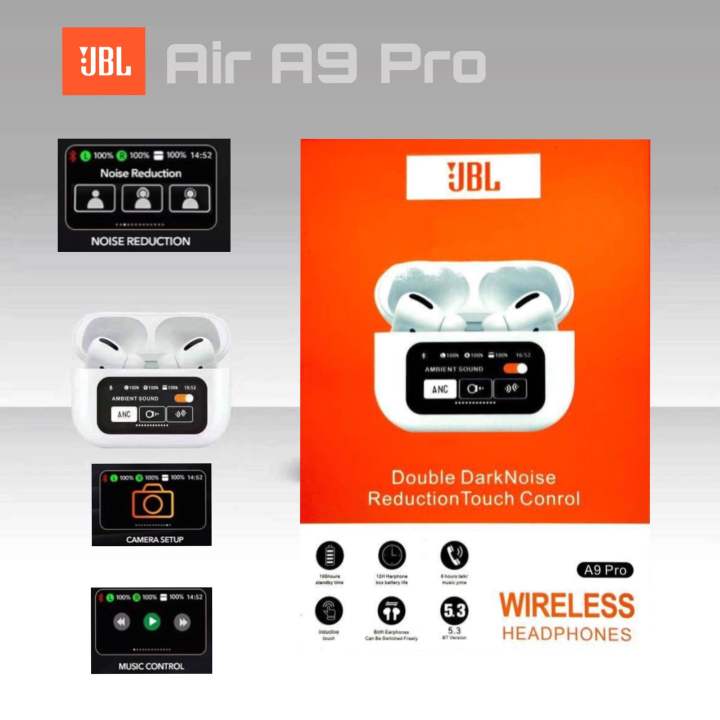 JBL A9 Pro Wireless Bluetooth Earbuds With Display Charging Case | Daraz.lk