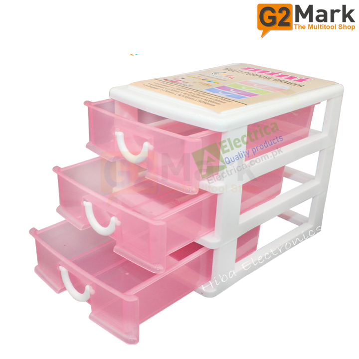 V500 3 Tier Plastic Storage Drawer Units, 15x12x18 cm Home Office ...