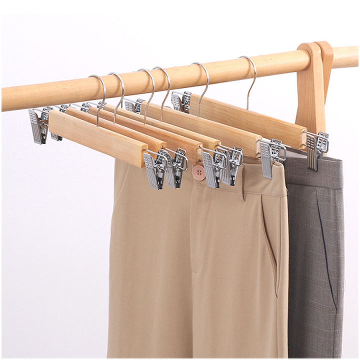 5PCS Wooden Trouser Rack Solid Wooden Trouser Rack Adult Trouser Clip ...