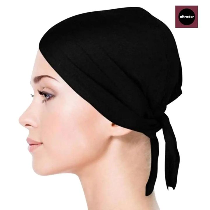 Pack of 01 Under Scarf burqa Hijab inner cap with dori strip Bonnet Hat ...