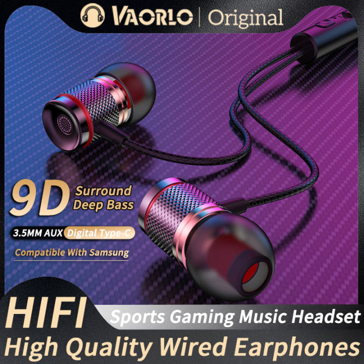 9D HIFI Heavy Bass Earphone 3.5MM AUX/Type-C Digital Chip 7.1 Surround ...