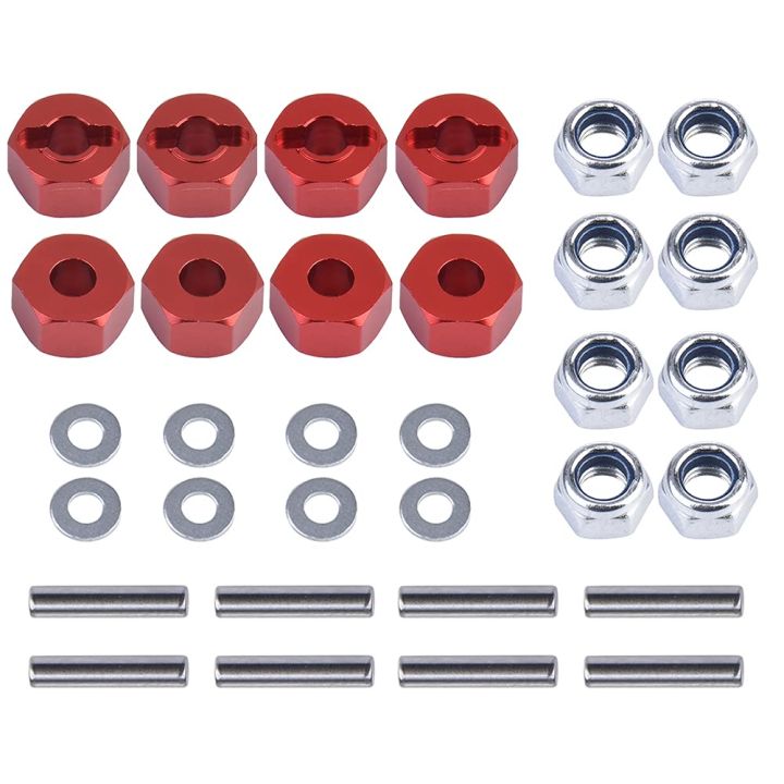 8pc Hex Wheel Hubs 12mm Upgrade and M4 Lock Nut for Traxxas Slash 4X4 ...