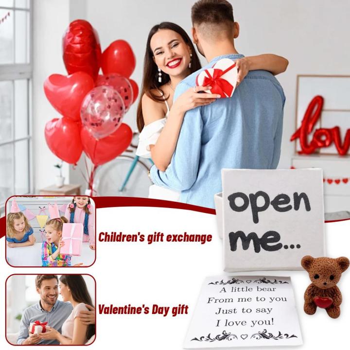 Love Message Teddy Bear Gift Set with I Love You Card Resin Keepsake ...