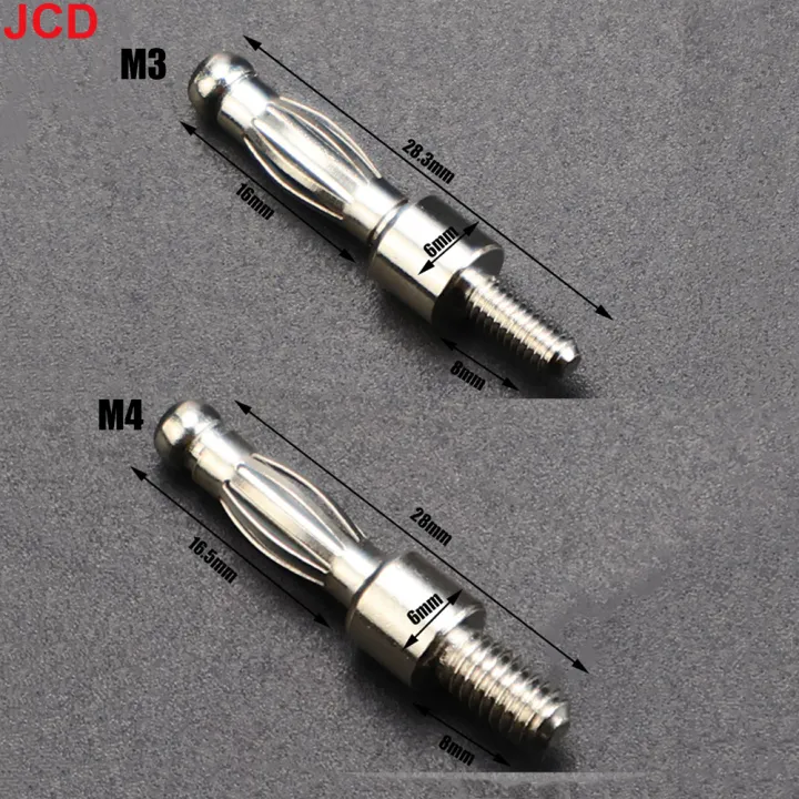 JCD 10pcs Male Plug Jig 4MM Banana Plug With Screw Teeth M3/M4 Threaded ...