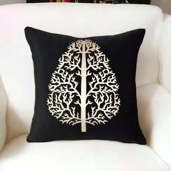 Decent Velvet Cushion Cover 1 Pair 2 Cushion For Laser Applique Motive ...