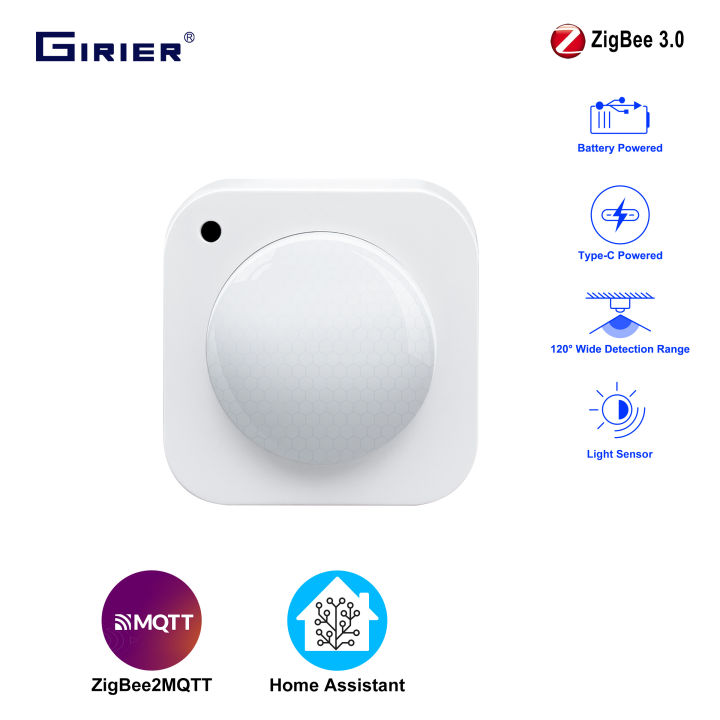 GIRIER ZigBee 3.0 PIR Motion Sensor Smart Movement Detector 2-in-1 ...