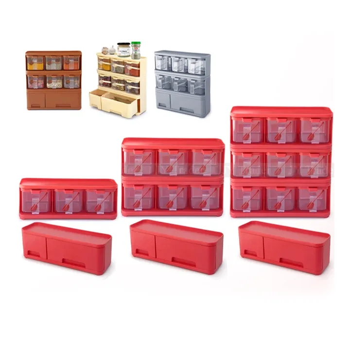 Luxury 1, 2, or 3 Layer Spices Rack for Kitchen, Masala Jar Box Set ...