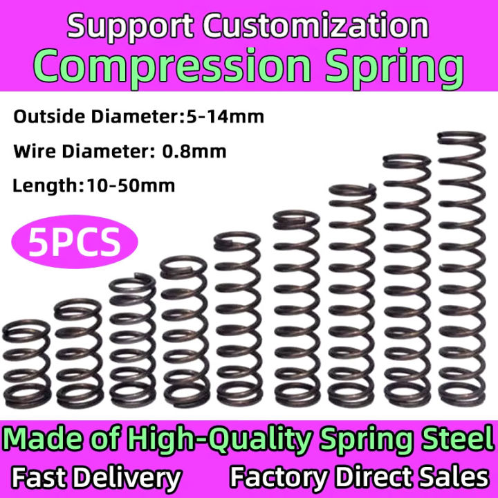 Wire Diameter 0.8mm 5PCS Compression Coil Spring Return Spring Steel ...