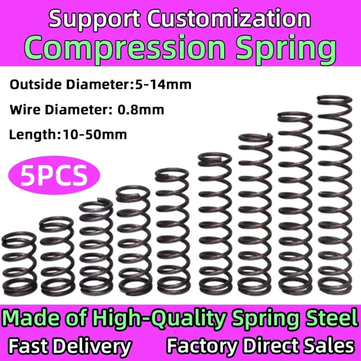 Wire Diameter 0.8mm 5PCS Compression Coil Spring Return Spring Steel ...