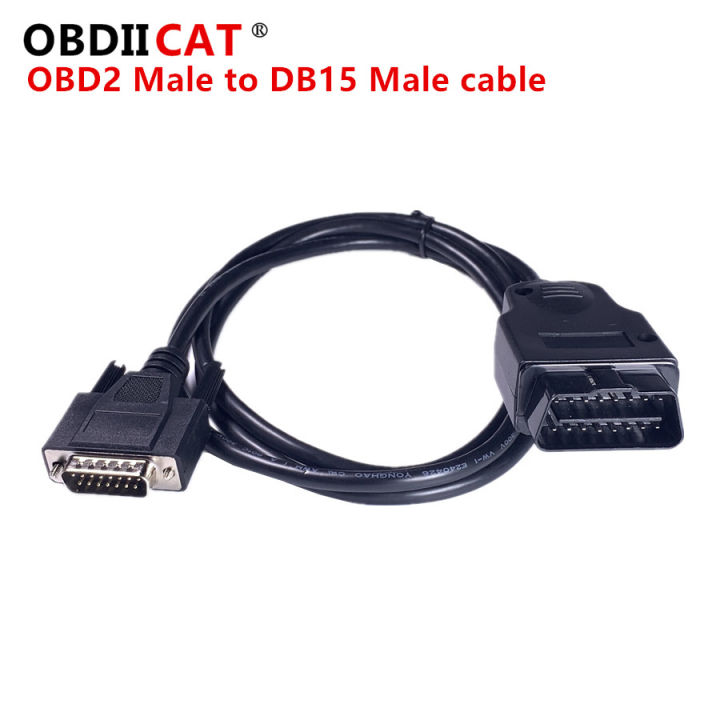 For Car DB15 Male Cable 100cm OBD 2 OBD2 Male To DB15 Male + DB9 ...