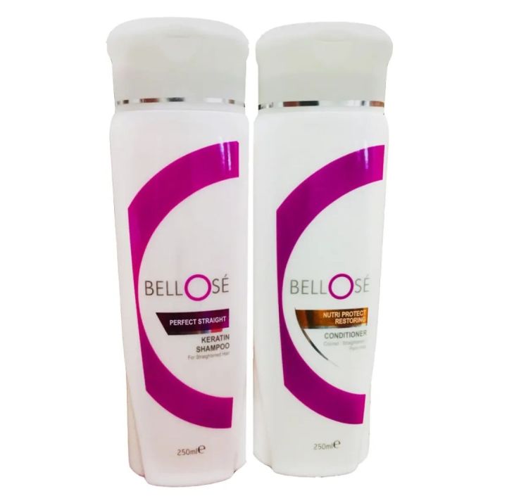 Bellose Keratin hair shampoo 250ML + Bellose smooth intense conditioner ...