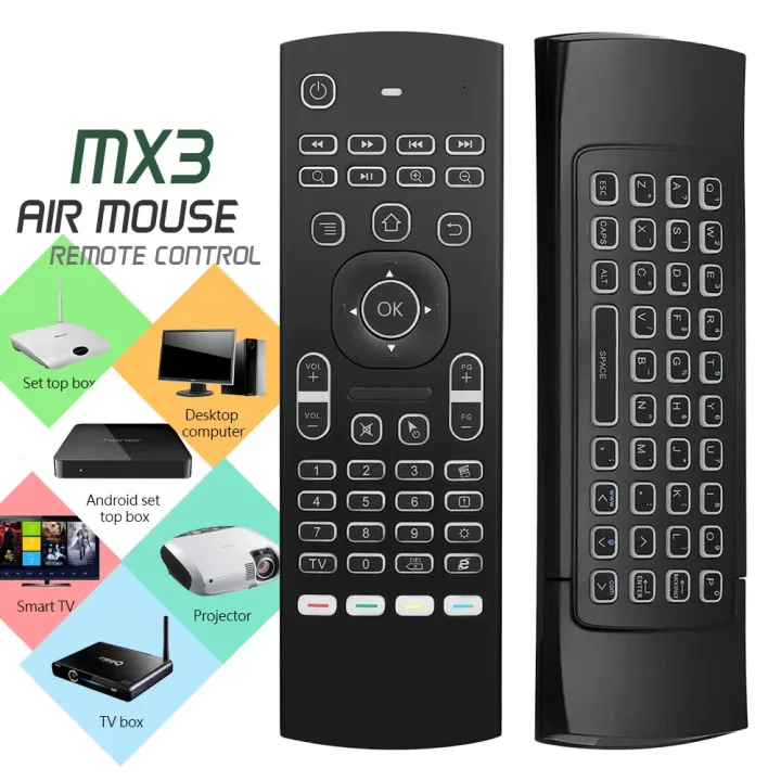 Universal Air Mouse Remote Control MX3 Voice Backlit 2.4G RF Wireless ...