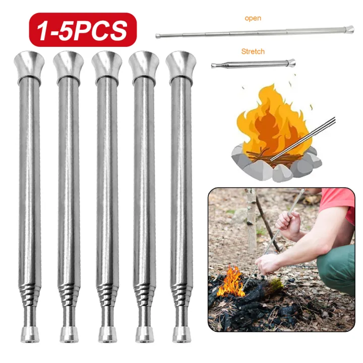Barbecue Fire Starter and Blowing Tube, Stainless Steel Telescopic ...