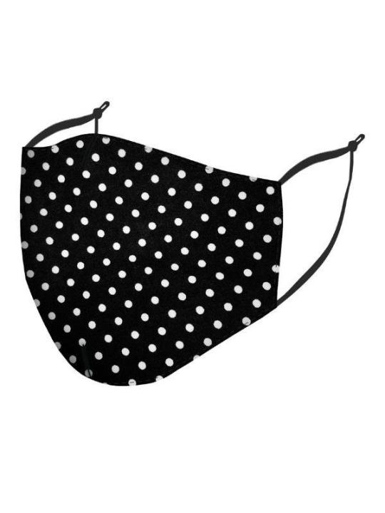 2 pcs Plain Black Mask White Polka Dot Black Mask Stylish Ladies Mask ...