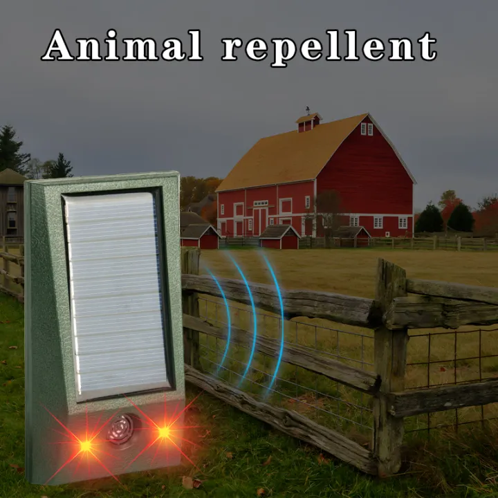 Solar powered ultrasonic rat repellent LED night time red and white ...