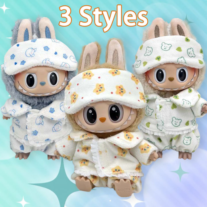 For 15cm/17cm Labubu V1 V2 Dolls Labubu Clothes Cute Eye Mask Pajamas ...