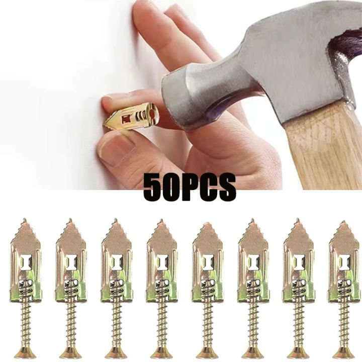 50pcs Heavy-Duty Wood Screw & Drywall Anchor Kit Self-Drilling ...