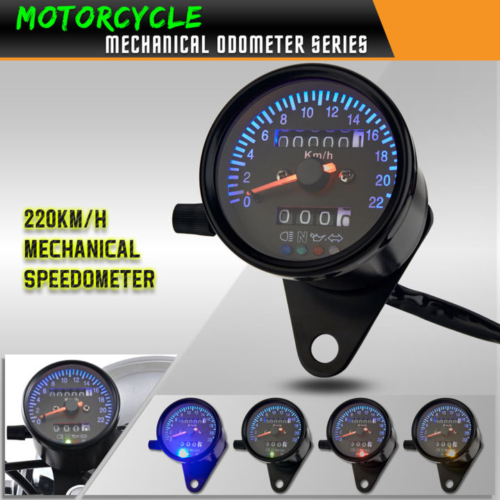 Cafe Racer Custom Motorcycle Mechanical Speedometer with LED Indicator ...