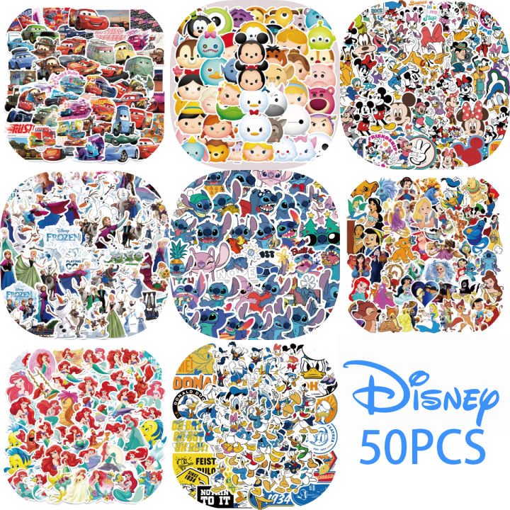 50pcs Disney Mix Cartoon Cute Stitch Micky Princess Stickers Vinyl ...