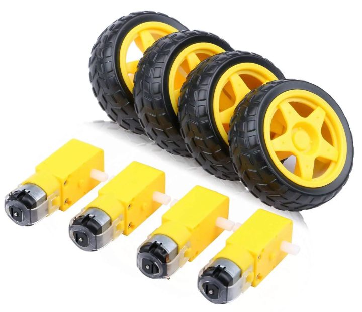 4 Pcs For Arduino Smart Car Robot Plastic Tire Wheel with DC 3-6V Gear ...