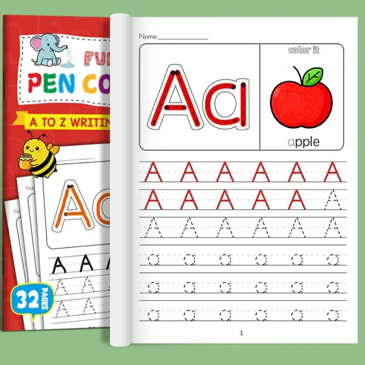 Kids English Alphabet Tracing Book - 26 Letters Uppercase & Lowercase ...