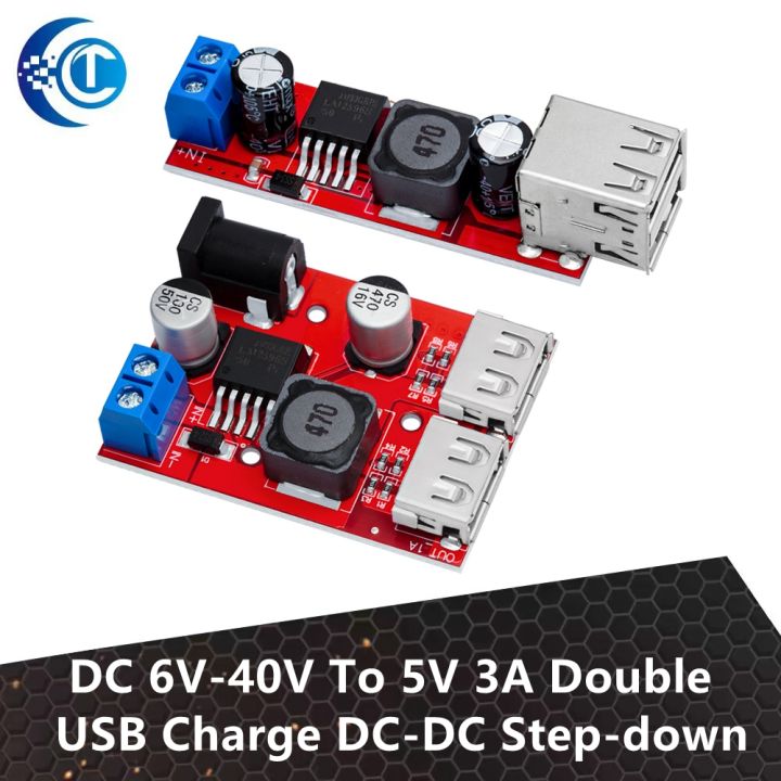 High quality DC 6V-40V To 5V 3A Double USB Charge DC-DC Step-down ...