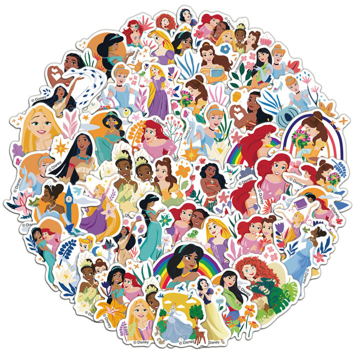 50PCS Disney Princess Back Card Stickers Snow White Mermaid Laptop ...