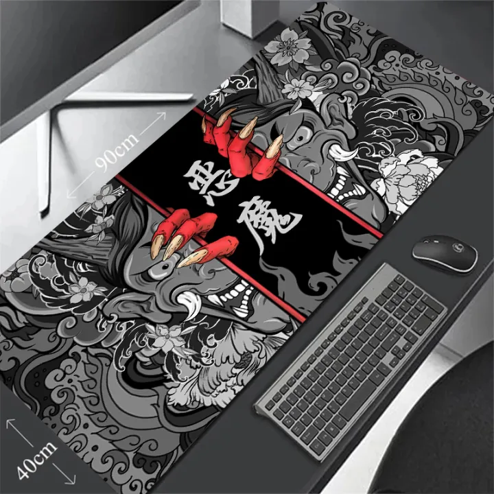 Game mouse pad Japanese samurai devil mouse pad black ghost face gamer ...