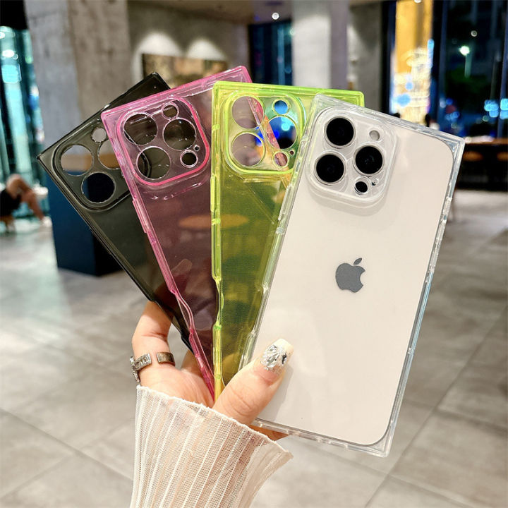 Fluorescent Color Transparent Phone Case for iPhone 17 Air 12 13 14 15 ...