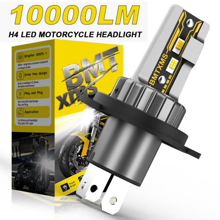 BMTxms H4 LED Motorcycle Headlight Bulb 20000LM H4 LED Moto Light Hi Low Beam 6000K Lamp Canbus ...