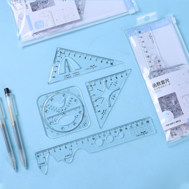 4 Pcs/ Set High Quality Ruler Protractor Student Mathematics Geometry ...