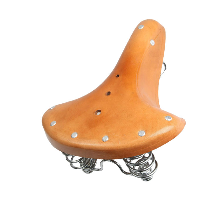 Brown vintage bike saddle Classic cowhide saddle Bike spring seat ...