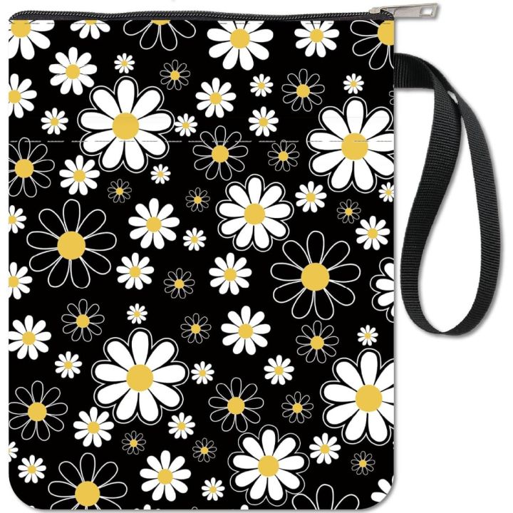 Daisy Book Sleeves Flower Book Protector Black Book Covers for ...