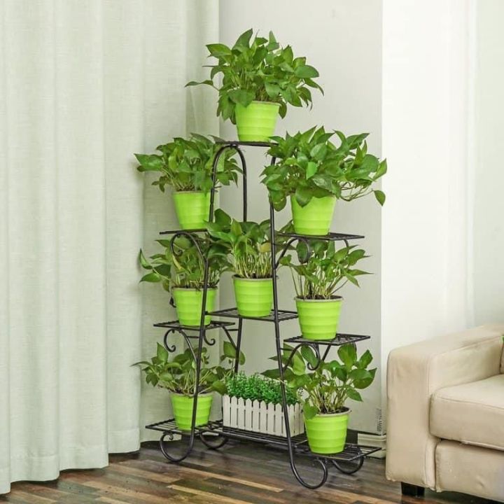 Gamala stand 9 pot holder| Tall Gamala Stand Black | Daraz.com.np