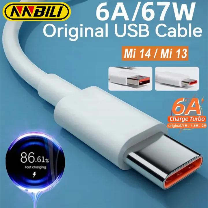 NNBILI PD3.0 67W 6A USB Super Fast Charger Cable For Xiaomi 15 14 Redmi ...