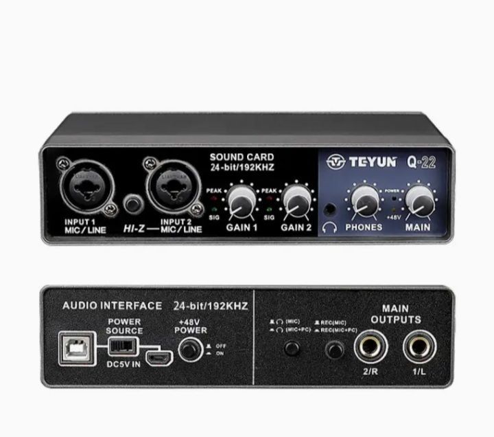 Teyun Q22-Q24 2i2 2 chanal USB AUDIO interface, sound card | Daraz.pk