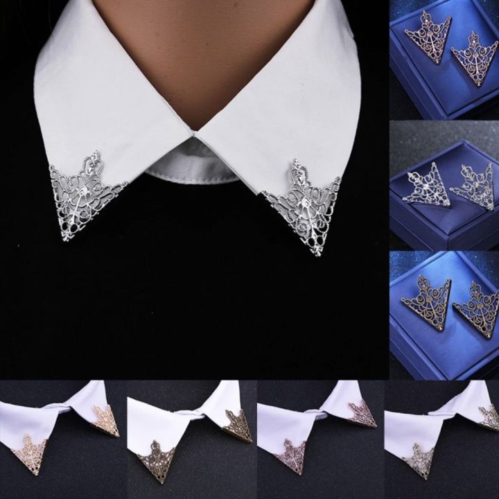 1Pair Vintage Crown Hollow Pattern Triangle Collar Brooch Pin | Daraz.pk
