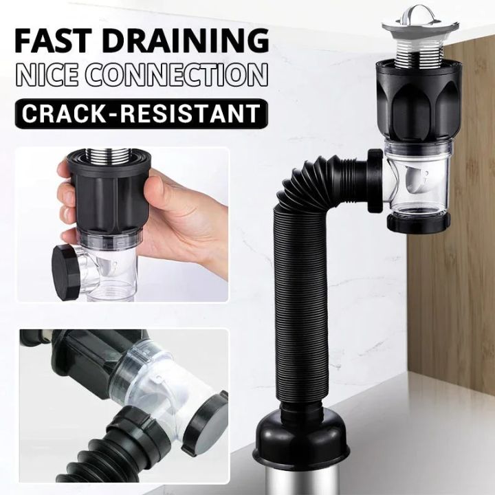 1-3PCS Multi Functional Universal Drain Hand Wash Basin Drain Pipe ...