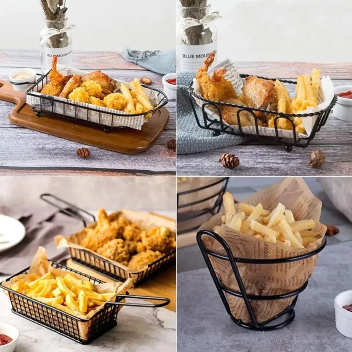 French Fries Basket Snack Potato Chips Barrel Container Stainless Steel ...