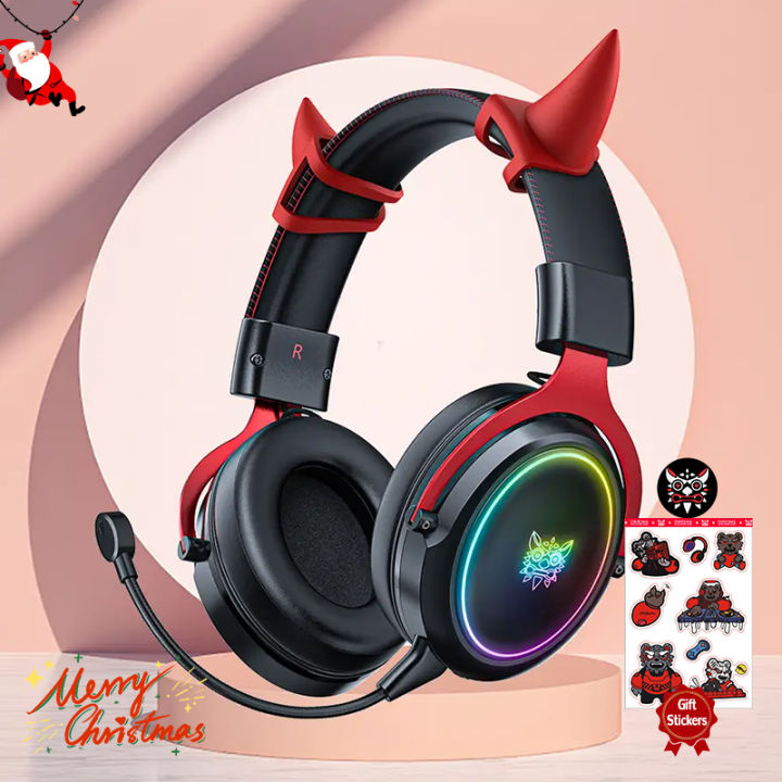 ONIKUMA X10 Gaming Headset with Cow Horn Wired Headphone RGB Light HD ...