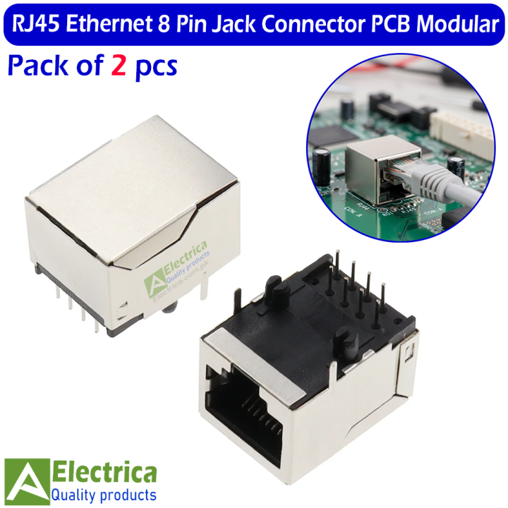 2pcs Ethernet RJ45 Shielded Network Jack PCB Mount 8P8C 21mm LAN ...