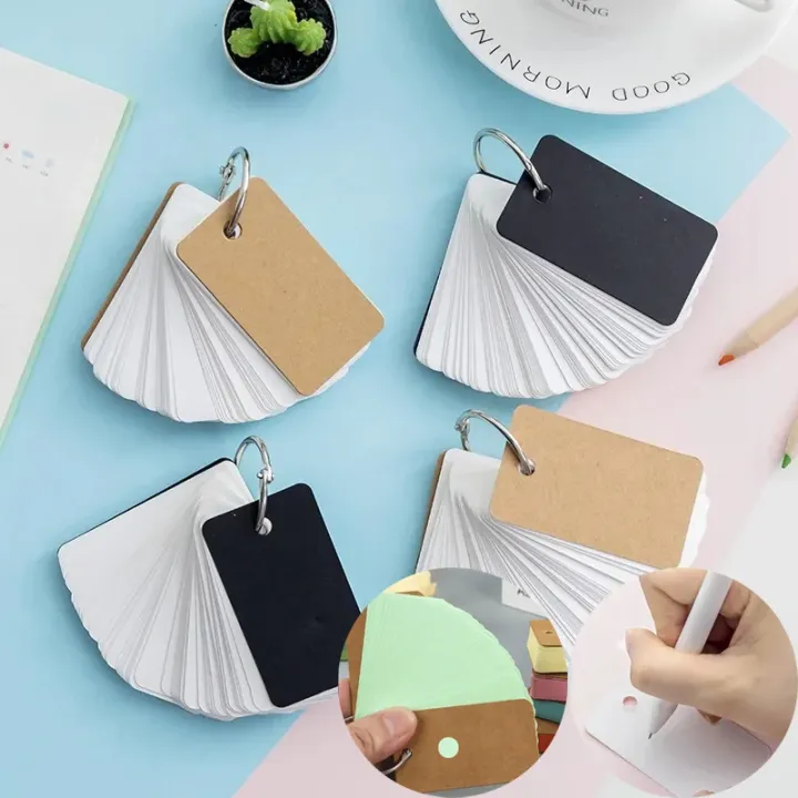 50 Sheets Kraft Paper Blank Flashcards with Binder Rings Spiral ...